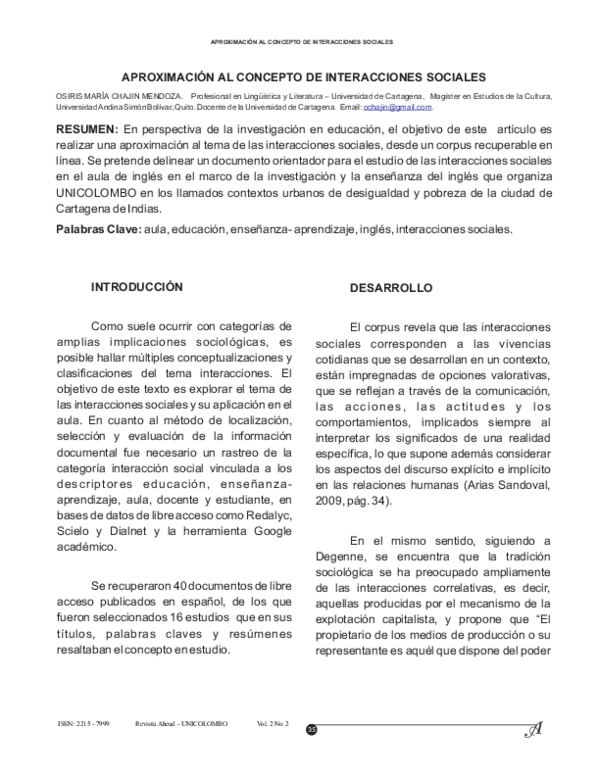 (PDF) Aproximación al concepto de interacciones sociales