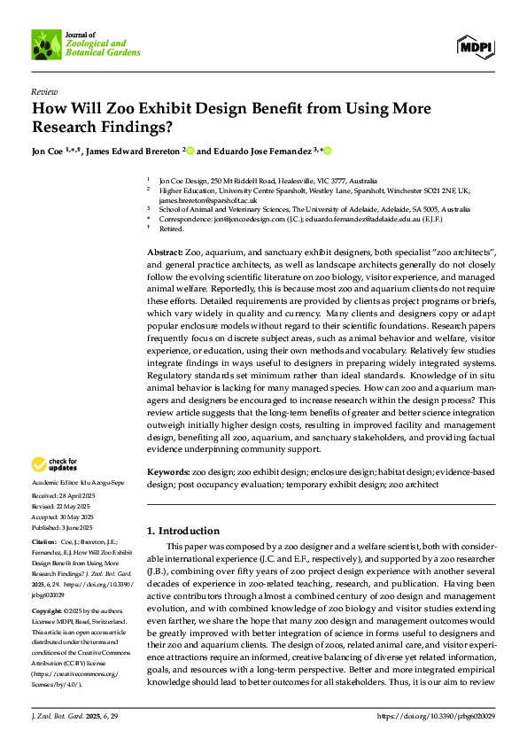 (PDF) How Will Zoo Exhibit Design Benefit from Using More Research ...