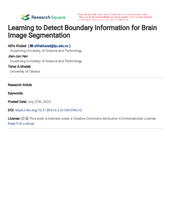 (PDF) Learning to Detect Boundary Information for Brain Image Segmentation