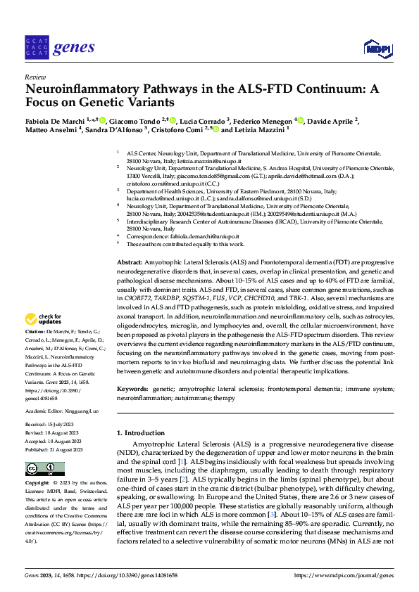 (PDF) Neuroinflammatory Pathways in the ALS-FTD Continuum: A Focus on ...