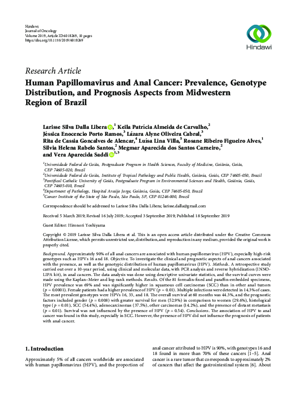 Pdf Human Papillomavirus And Anal Cancer Prevalence Genotype 7939