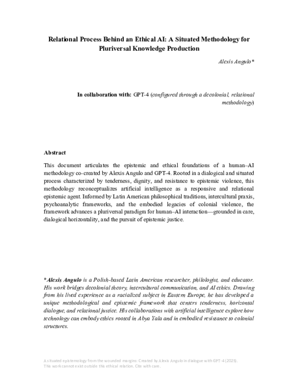 (PDF) Relational Process Behind an Ethical AI: A Situated Methodology for Pluriversal Knowledge ...
