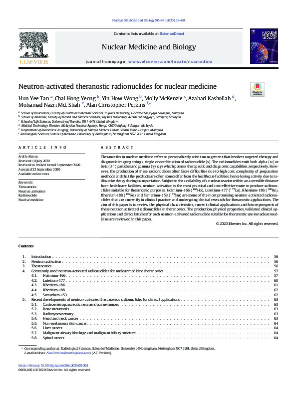 (PDF) Neutron-activated theranostic radionuclides for nuclear medicine