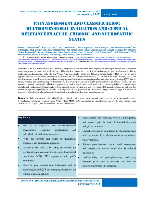 (PDF) Pain Assessment and Classification Multidimensional Evaluation ...
