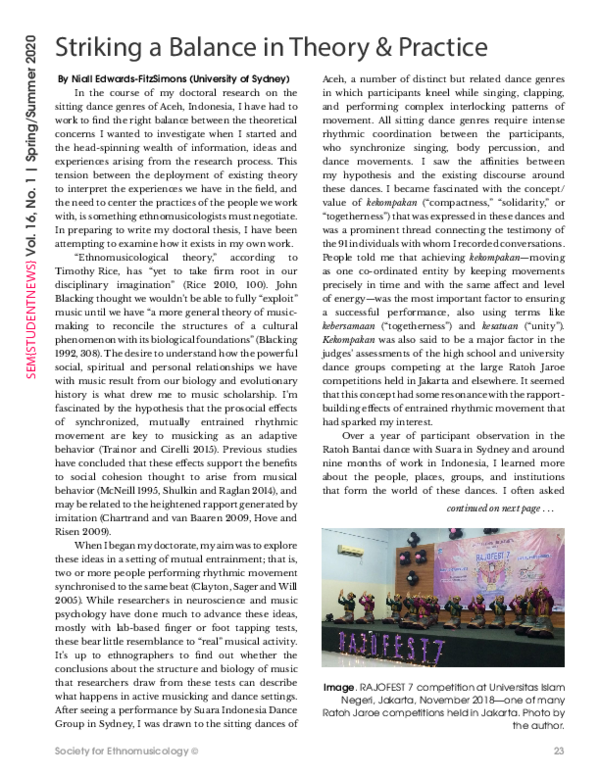 (PDF) Striking a Balance in Theory and Practice