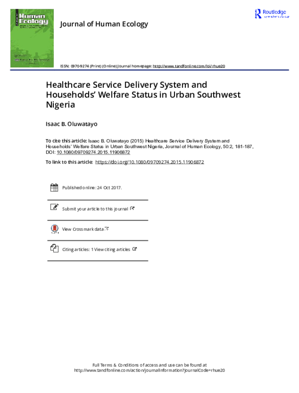 (PDF) Healthcare Service Delivery System and Households’ Welfare Status ...