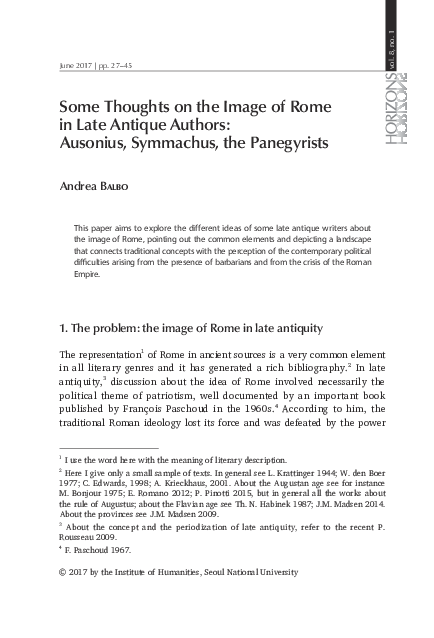 (PDF) Some thoughts on the Image of Rome in Late Antique Authors ...