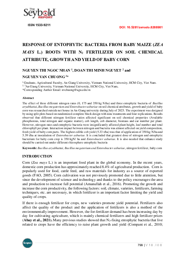 (PDF) Response of Entophytic Bacteria from Baby Maize (Zea Mays L ...