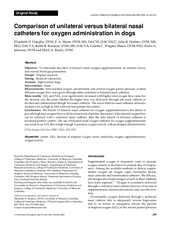 (PDF) Comparison of unilateral versus bilateral nasal catheters for ...