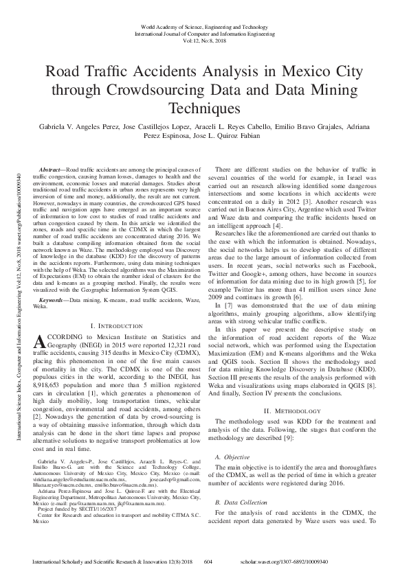 (PDF) Road Traffic Accidents Analysis in Mexico City through Crowdsourcing Data and Data Mining ...