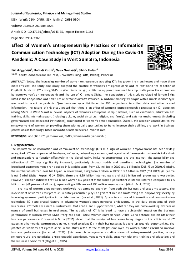 (PDF) Effect of Women's Entrepreneurship Practices on Information ...