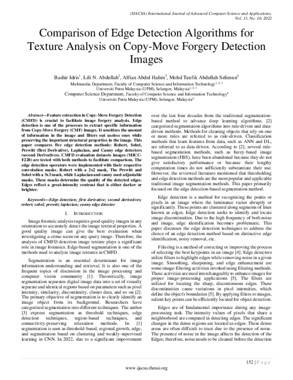 (PDF) Comparison of Edge Detection Algorithms for Texture Analysis on ...
