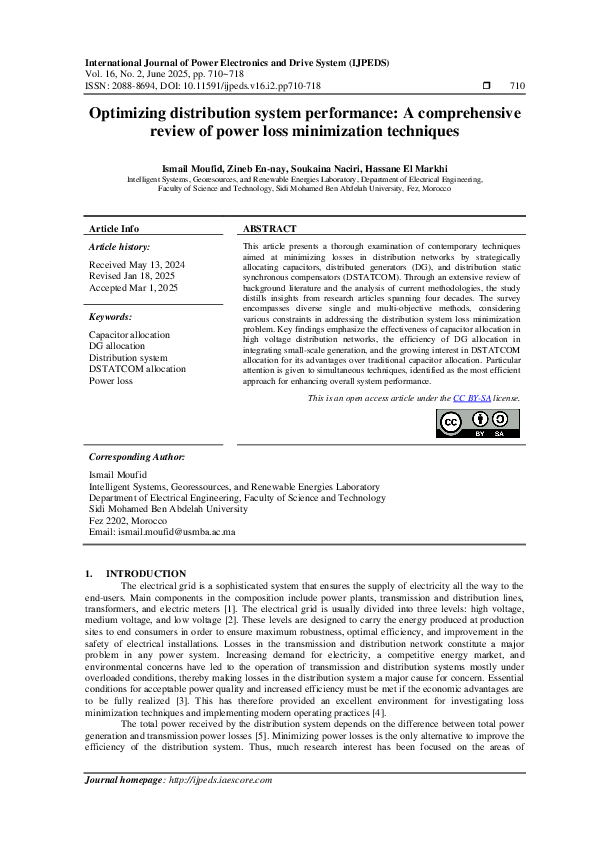 Pdf Optimizing Distribution System Performance A Comprehensive Review Of Power Loss