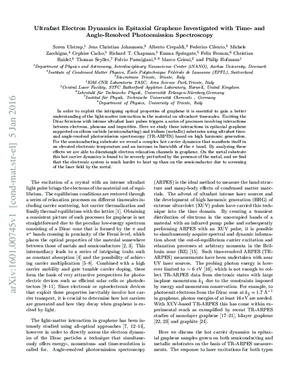 (PDF) Ultrafast electron dynamics in epitaxial graphene investigated with time- and angle ...