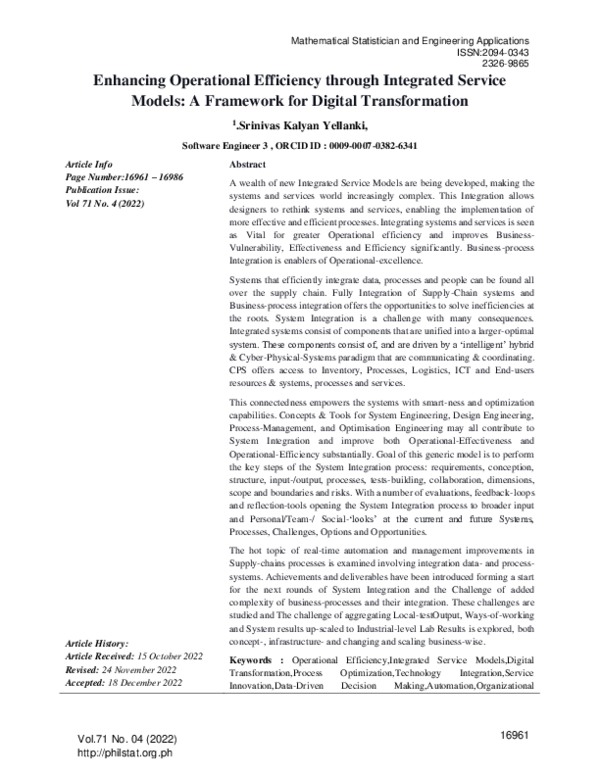 (PDF) Enhancing Operational Efficiency through Integrated Service Models: A Framework for ...