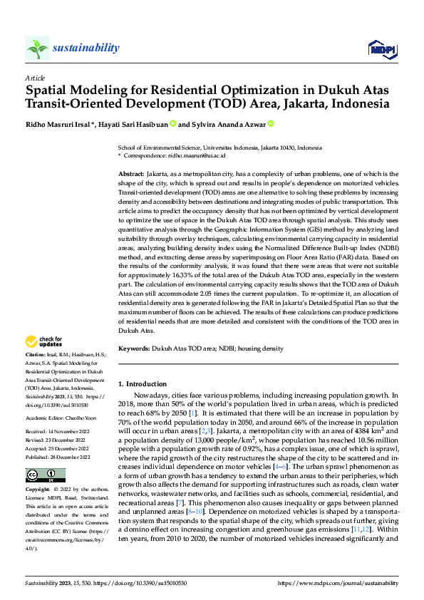 (PDF) Spatial Modeling for Residential Optimization in Dukuh Atas Transit-Oriented Development ...