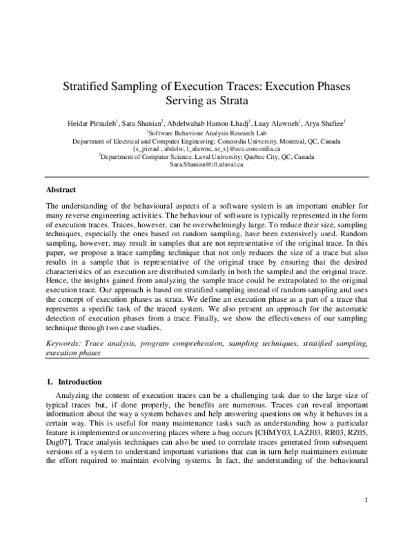(PDF) Stratified sampling of execution traces: Execution phases serving ...