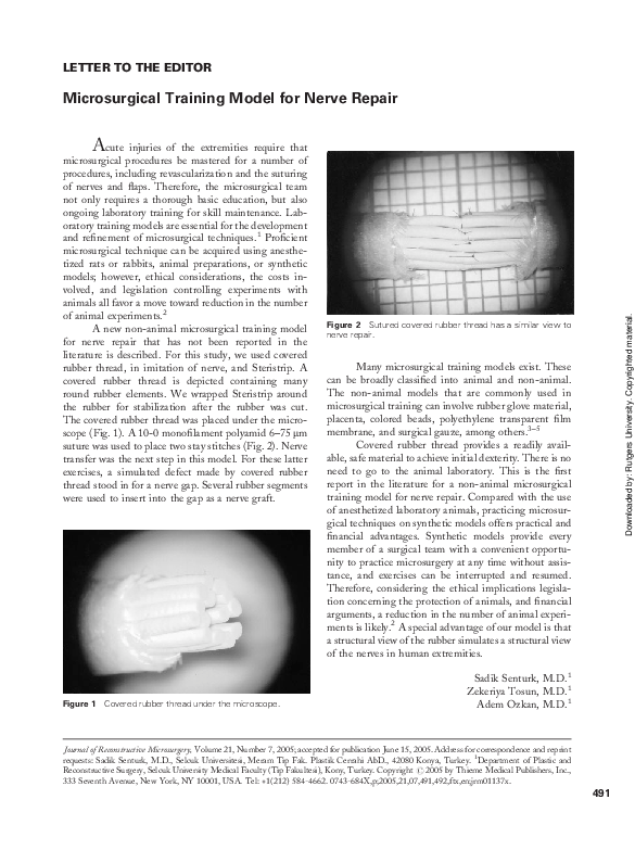 (PDF) Microsurgical Training Model for Nerve Repair