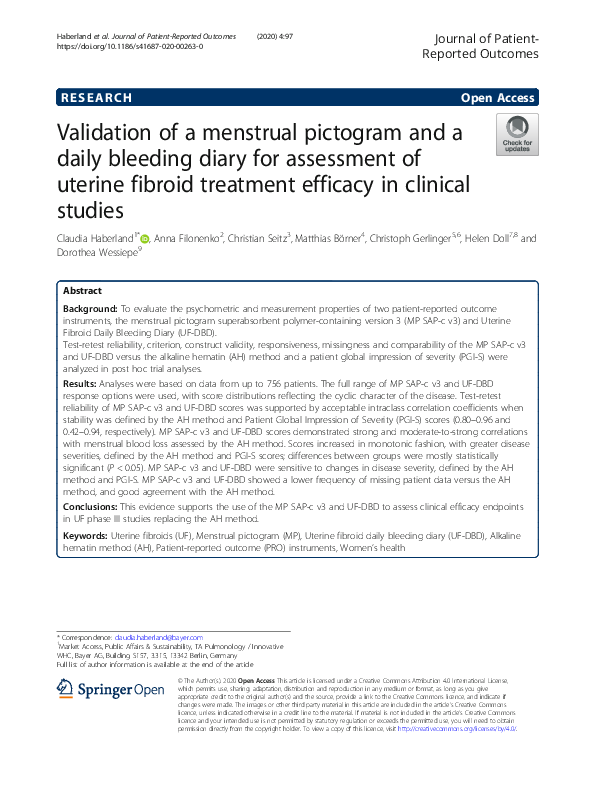 (PDF) Validation of a menstrual pictogram and a daily bleeding diary ...