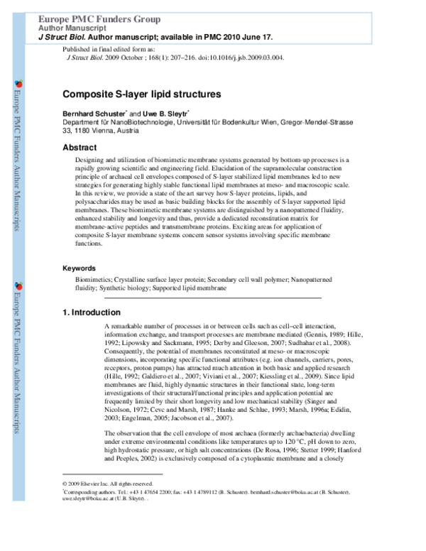 (PDF) Composite S-layer lipid structures