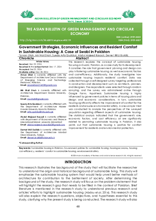 (PDF) Government Strategies, Economic Influences and Resident Comfort ...