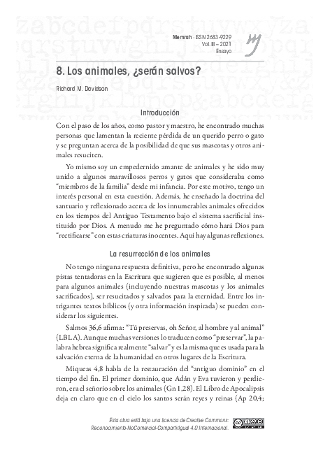 (PDF) [translated] Richard M. Davidson, "Los animales, ¿serán salvos ...