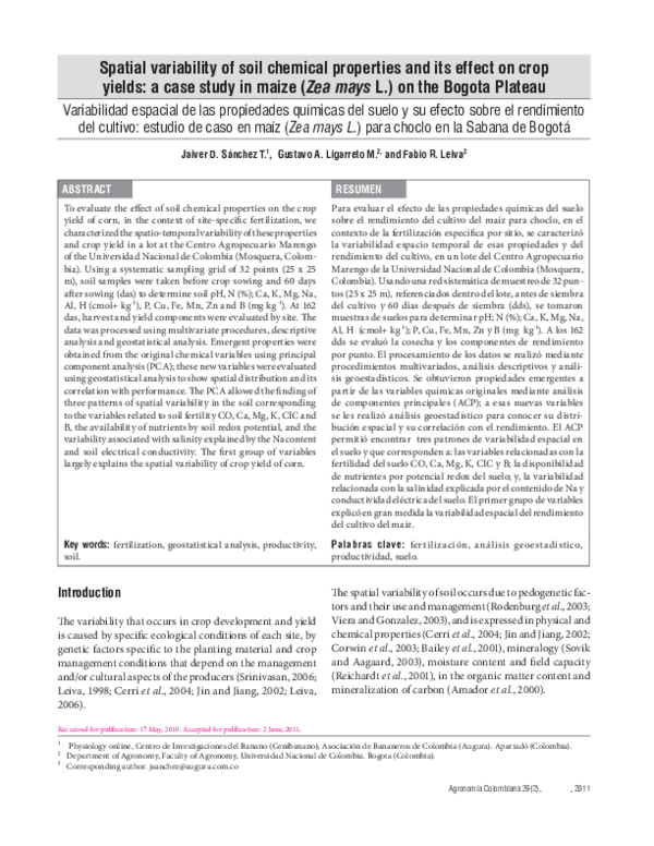 (PDF) Spatial variability of soil chemical properties and its effect on ...