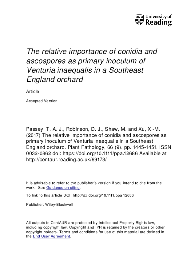 (PDF) The relative importance of conidia and ascospores as primary ...