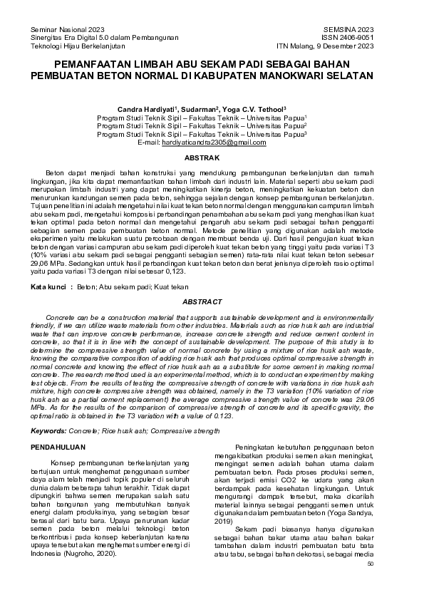 (PDF) Pemanfaatan Limbah Abu Sekam Padi Sebagai Bahan Pembuatan Beton Normal DI Kabupaten ...