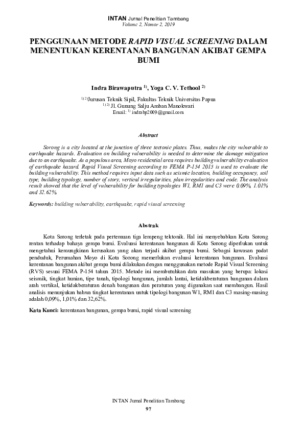 (PDF) Penggunaan Metode Rapid Visual Screening Dalam Menentukan ...