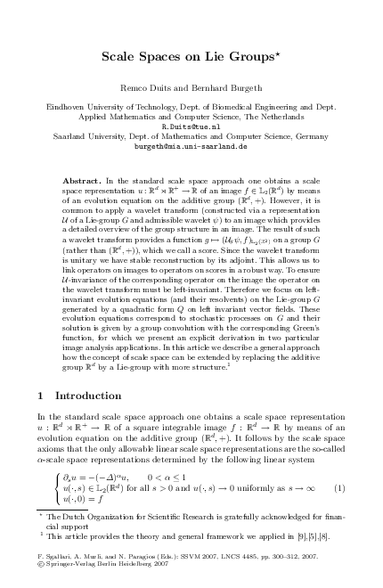 (PDF) Scale Spaces on Lie Groups