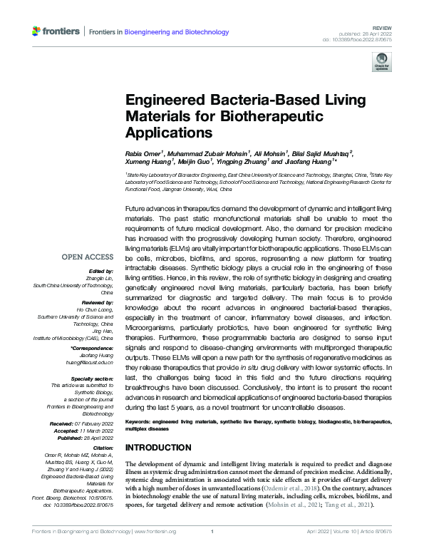 (PDF) Engineered Bacteria-Based Living Materials for Biotherapeutic ...