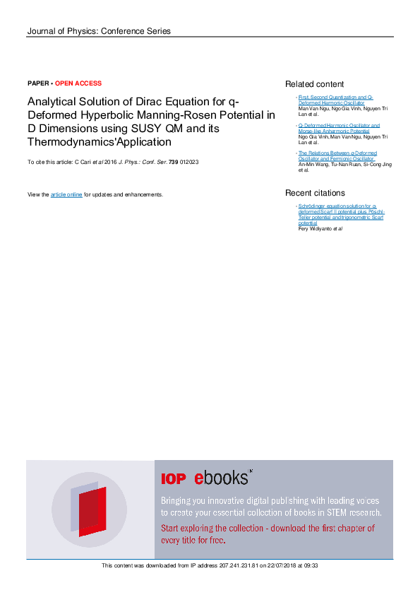 (PDF) Analytical Solution of Dirac Equation for q-Deformed Hyperbolic ...