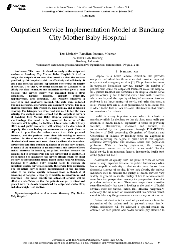 (PDF) Outpatient Service Implementation Model at Bandung City Mother ...