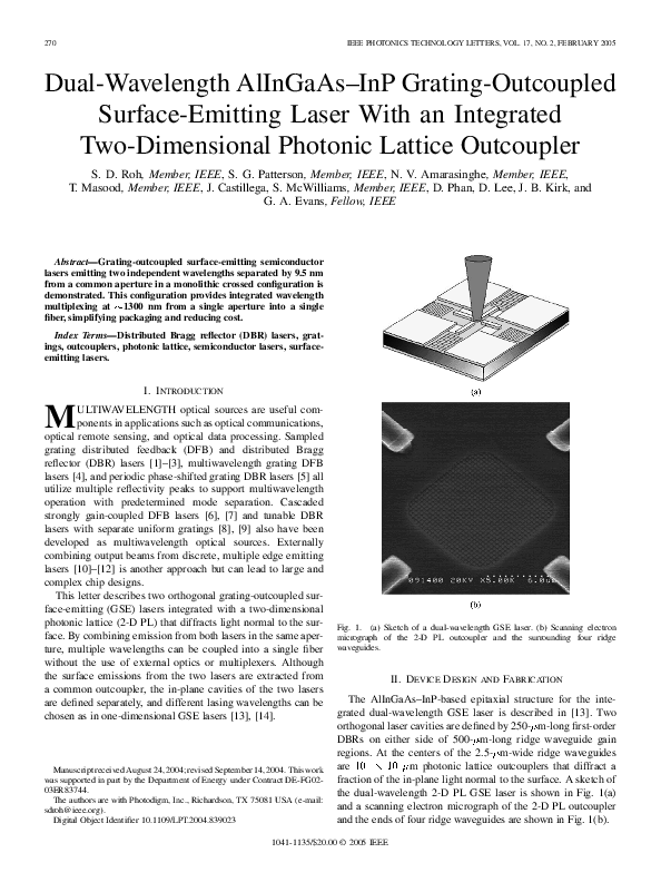 (PDF) Dual-wavelength AlInGaAs-InP grating-outcoupled surface-emitting laser with an integrated ...