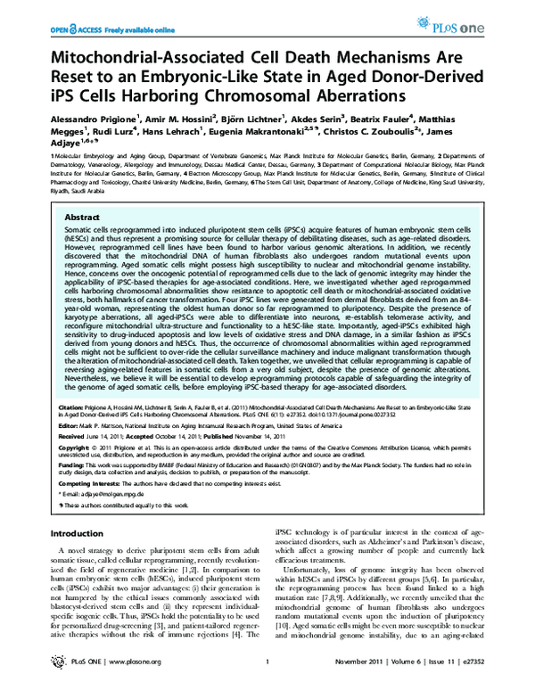 (PDF) Mitochondrial-Associated Cell Death Mechanisms Are Reset to an ...