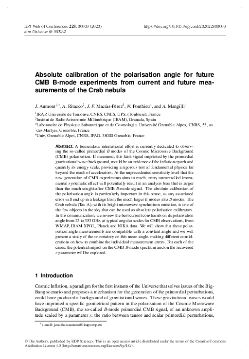 (PDF) Absolute calibration of the polarisation angle for future CMB B ...
