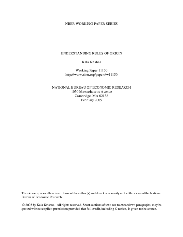 (PDF) Understanding Rules of Origin