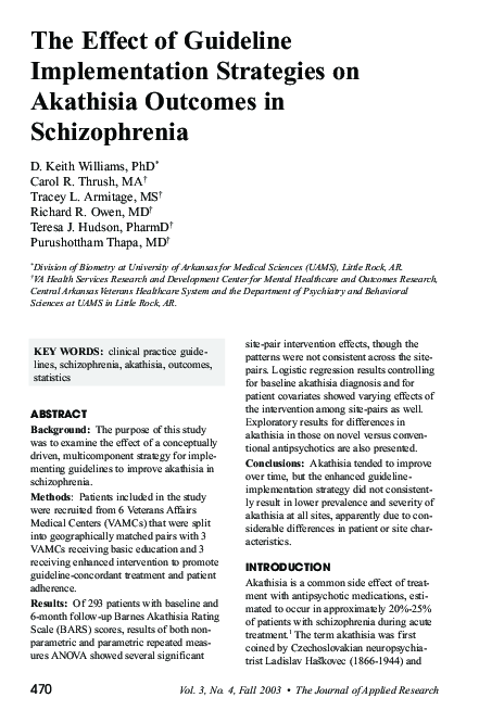 (PDF) The Effect of Guideline Implementation Strategies on Akathisia ...