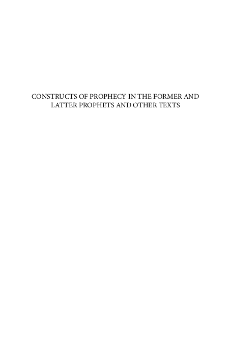 (PDF) Constructs of prophecy in the former and latter prophets and ...