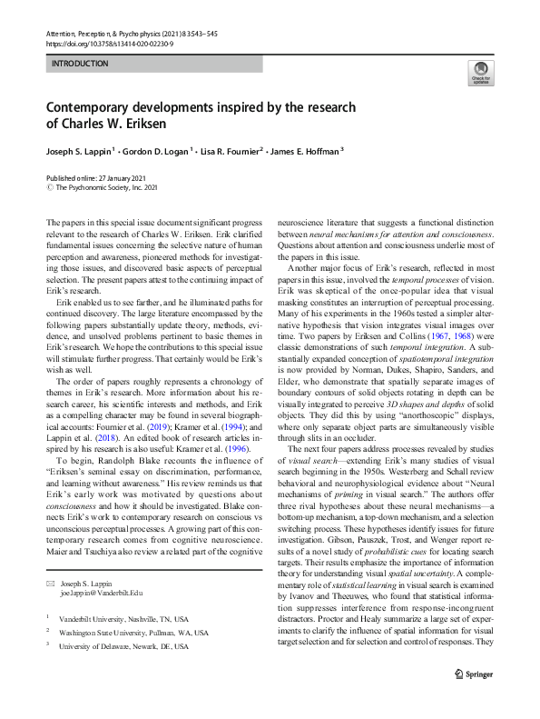 (PDF) Contemporary developments inspired by the research of Charles W ...