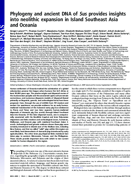 (PDF) Phylogeny and ancient DNA of Sus provides insights into neolithic ...