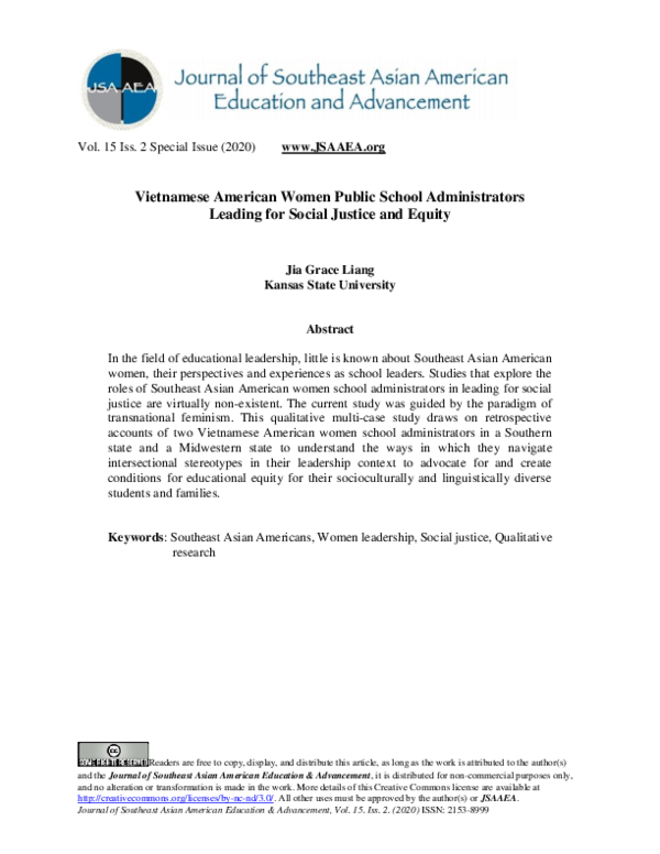 (PDF) Vietnamese American Women Public School Administrators Leading ...