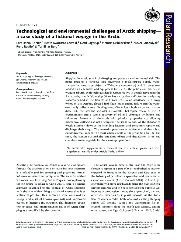 (PDF) Technological and environmental challenges of Arctic shipping—a ...