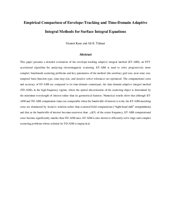 (PDF) Empirical Comparison of Envelope-Tracking and Time-Domain Adaptive Integral Methods for ...