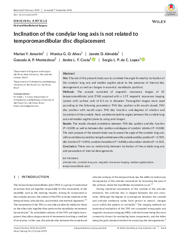 (PDF) Inclination of the condylar long axis is not related to ...