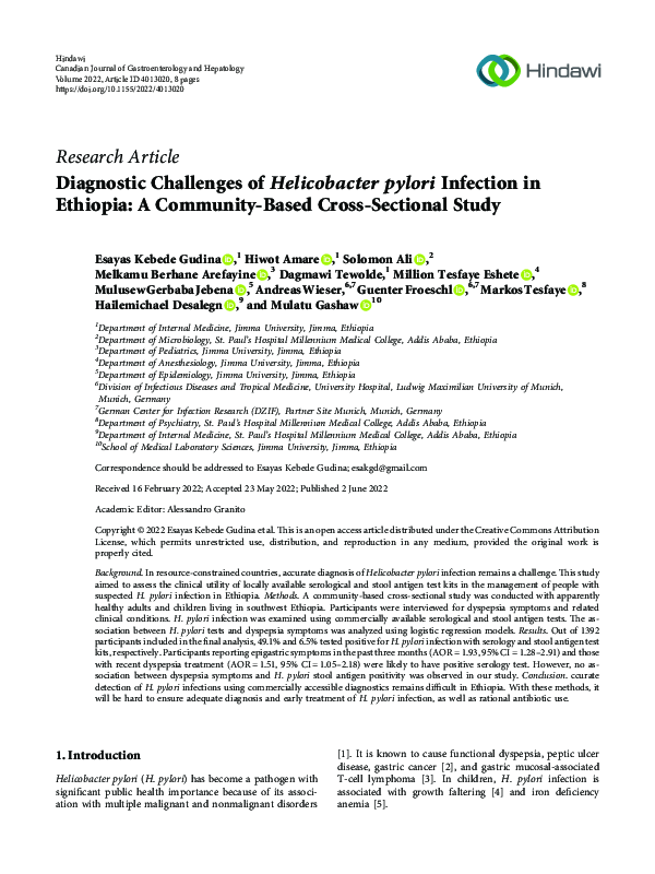 (PDF) Diagnostic Challenges of Helicobacter pylori Infection in ...