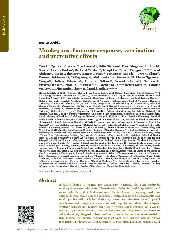 (PDF) Monkeypox: Immune response, vaccination and preventive efforts