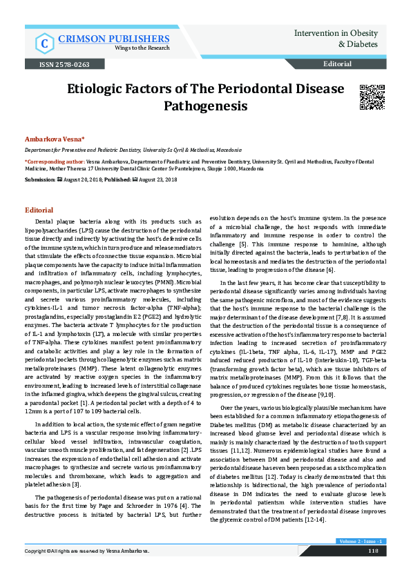 (PDF) Etiologic Factors of The Periodontal Disease Pathogenesis
