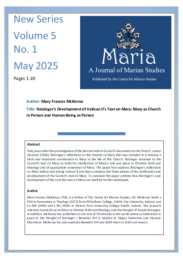 (PDF) Ratzinger's Development of Vatican II's Text on Mary: Mary as ...